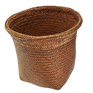 FRCOLOR 1Pc Straw Woven Wastebasket,Trash Can,Vintage Waste Can for Bedroom, Office, Living Room ﻿