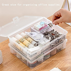 Vidifor Plastic Storage Containers with Latching Lid for Art Craft Supply, Crayon, Pencil Box, Photos, Washi Tape (White Empty -1 pack)