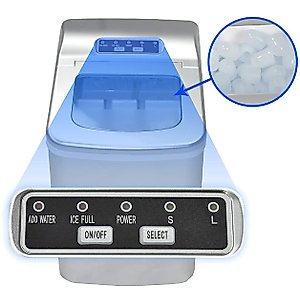 SMETA Bullet Pebble Ice Maker Machine Countertop, Chewable Nugget Ice Chip Maker Crushed Ice Machine Soft Chewy Ice Cubes Quick in 6-10mins, 26lbs/24H with Ice Scoop for Gift, Stainless Steel Silver