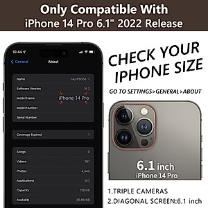 Keallce Case for iPhone 14 Pro 6.1'', Detachable Crossbody Case Wallet with RFID Blocking Card Holder, 360ｰRing Stand, Folio Leather Phone Cover Shoulder Lanyard Strap Lady for iPhone 14 Pro 5G, Black