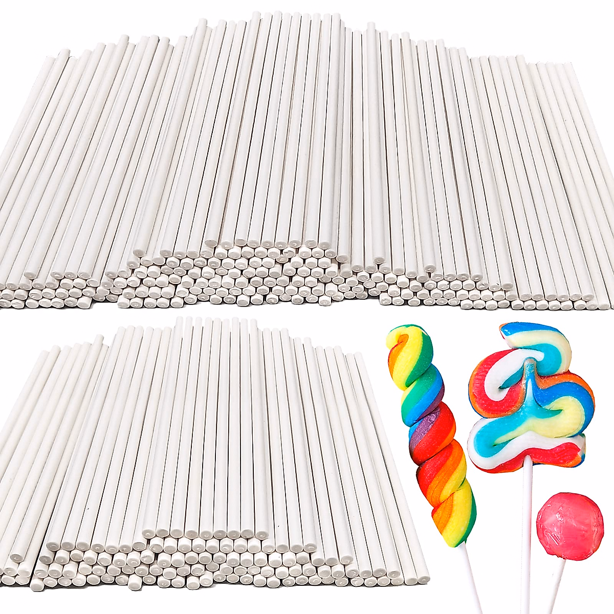Anyumocz 400PCS 4-Inch White Lollipop Paper Sticks Cake Pops Stick for Candy,Chocolate,Cookie,Dessert