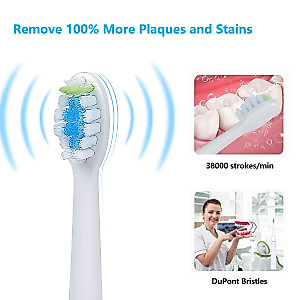 Kratax Sonic Electric Toothbrush for Adults, USB Rechargeable Toothbrush with 2 Replacement Heads, 4 Modes with 2 Minutes Smart Timer, IPX7 Waterproof -Modern Electric Toothbrush (White)