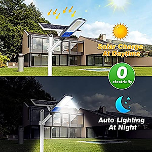 LED Solar Street Lights 360W with Remote Control Dusk to Dawn Flood Light for Parking Lot, Stadium, Yard, Garage and Garden