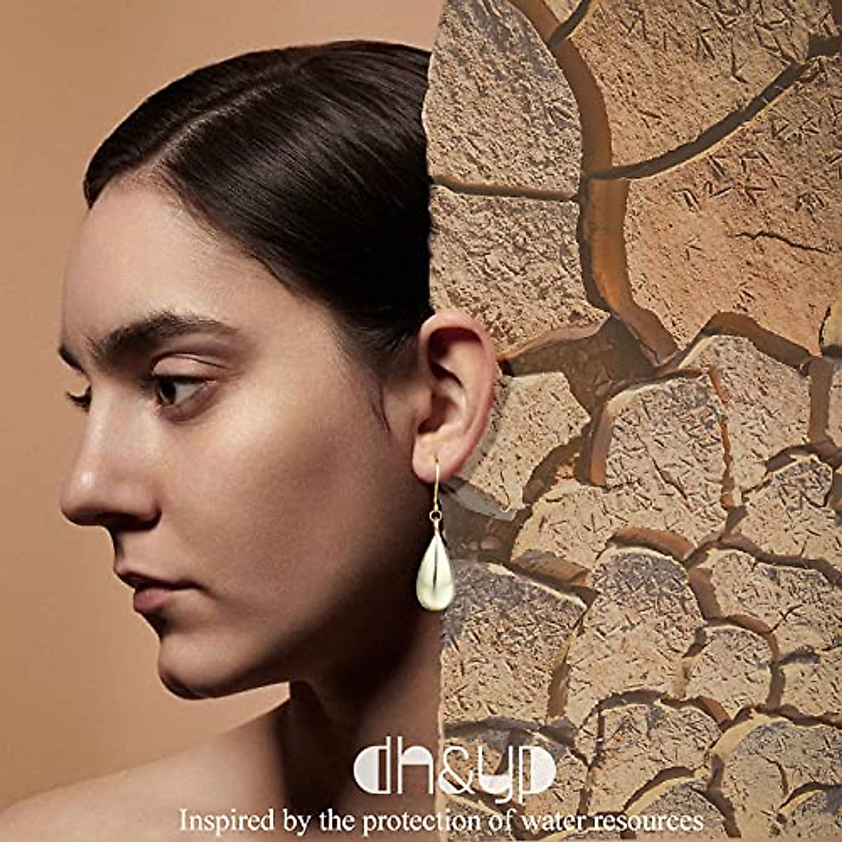 dh&yp Gold teardrop earrings for women，French Style Simple Temperament Water Drop Dangle Earrings for Women, Independent Designer, gift for girlfriend, Mom, Sister