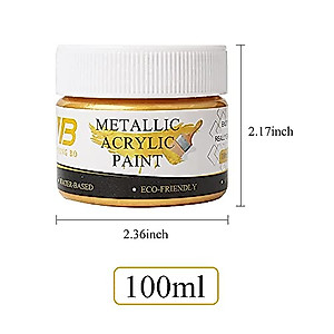 YongBo Metallic Gold Acrylic Paint, 100ml Gold Paint, Gold Leaf Paint for Metal, Wood, Headstone, Painting, Non Toxic Non Fading