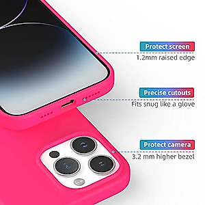 K TOMOTO Compatible with iPhone 14 Pro Max Case for Women, [Drop Protection] [Anti-Fingerprint] [Anti-Scratch] Shockproof Soft-Touch Silicone Phone Case for iPhone 14 Pro Max 6.7", Hot Pink