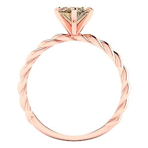 Clara Pucci 2ct Marquise Cut Solitaire Rope Knot Champagne Simulated Diamond 6 Prong Engagement Anniversary Ring 18K Rose Gold 5.75