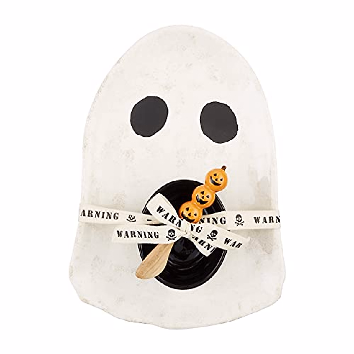 Mud Pie Halloween Ghost Chip & Dip Set, White, 14" x 10"