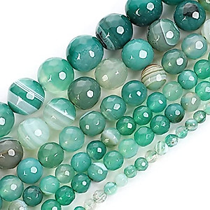 NHBT YU Natural Stone Beads Cut Surface Green Striped Agate Loose Beads for Jewelry Making Needlework DIY Bracelet Strand 4-12 MM T725 (Color : H7229, Item Diameter : 12mm About 30 pcs)