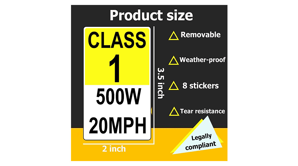 Electric Bicycle Class Number Stickers - 8 Pack Decals