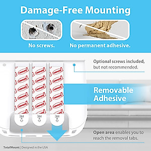 TotalMount Hole-Free Remote Holder – Eliminates Need to Drill Holes in Your Wall (for 2 or 3 Remote Controls – White – Quantity 1)