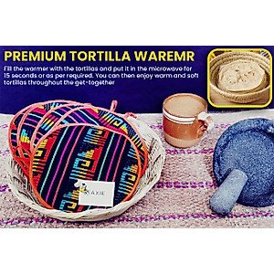 AXIE - Tortilla Warmer – Insulated Tortilla Keeper – Microwaveable Tortilla Warmer Pouch - Keep Tortilla Warm Up to One Hour – Holds Up to 12 tortillas (10 inch) - 80% Cotton