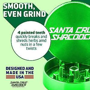 Santa Cruz Shredder Metal Herb Grinder Knurled Top for Stronger Grip 2-Piece Small (Mini) 1.7" (Green)