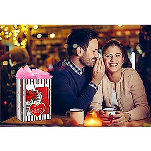 FaCraft Valentines Gift Bags with Handles Funny Valentine's Day Gift Bag with Clear Window,Happy Valentine's Day Gift Bag with Tissue Paper for Her Him Girlfriend Boyfriend Husband Wife Women Men