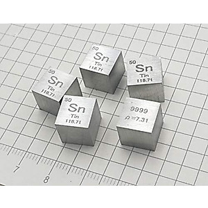 10mm Tin Metal Cube 99.9% Pure for Element Collection Lab Experiment Material Hobbies Substance Block Display