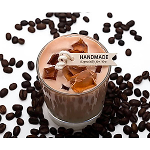 Ezra Design Iced Coffee Scented Candle – Natural and Organic Soy Wax Coffee Candle and Essential Oils – Decorative Iced Coffee Mug Candle for Aromatherapy, Meditation, Home Decor, Brown