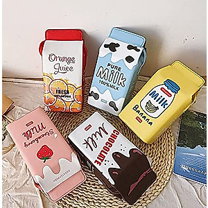 QZUnique Cow Milk Box Handbag Purse Cute Drink Cross Body Bag Women's PU Leather novelty Messenger Shoulder Bag