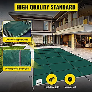 Happybuy Pool Safety Cover Fits 20x40ft Rectangle Inground Safety Pool Cover Green Mesh Solid Pool Safety Cover for Swimming Pool Winter Safety Cover