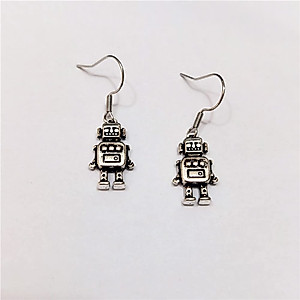 Vintage Robot Dangle Earrings for Women Hypoallergenic Charms Drop Hook Stud Fashion Unique Birthday Holiday Jewelry Unisex Gifts for Daughter Son