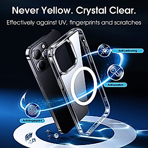 CASEKOO iPhone 14 Pro Max Case Strong Magnetic Clear [Non Yellowing] [MIL-Grade Drop Protection] Compatible with MagSafe Shockproof Protective Slim Thin Cover 6.7 inch 2022- Clear