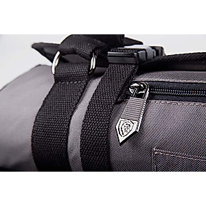 Dalstrong Ballistic Series Knife Roll - Graphite Black - Premium Ballistic Nylon & Top Grain Leather Roll Bag - 22 Knife Slots - Interior and Rear Zippered Pockets - Blade Travel Storage/Case