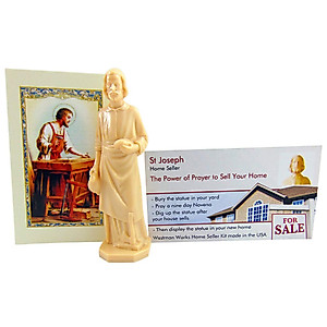 Westmon Works St Joseph Statue for Selling Homes with Instruction Card and Novena Prayer Complete Kit