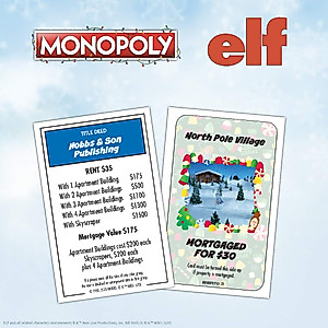 Monopoly Elf | Based on Christmas Comedy Film Elf | Collectible Monopoly Game Featuring Familiar Locations and Iconic Moments | Officially Licensed Monopoly