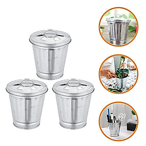 NUOBESTY 3pcs Mini Trash Can Desktop Garbage Bin Iron Garbage Can Pencil Cup Holder Flower Pot Compact Wastebasket for Bathroom Vanity Desktop Tabletop Coffee Table Countertop