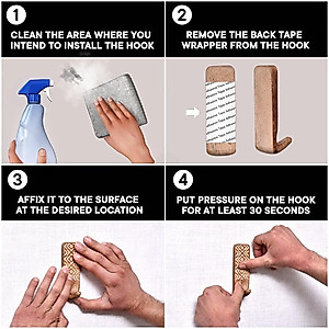 Indian Shelf 3 Pack No Damage Wood Wall Hooks- Adhesive Wall Hooks -Boho Key Decorative Wall Hooks for Hanging- Wood Hangers -Sticky Coat Hooks Wall Mount- Towel Hooks for Bathroom Wall Mounted-Style1