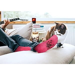 Gift for Cat Lover Women, Glass and Sock for Cat Mom, Cat Mom Socks, Cat Mom Gifts for Women, Cat Lover Gift, Can Shaped Glass Cups, 20oz Drinking Glasses with Bamboo Lid and Glass Straw