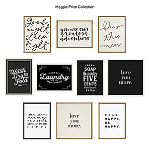 Kate and Laurel Sylvie Bless This Mess Framed Linen Textured Canvas Wall Art by Maggie Price of Hunt and Gather Goods, 18x24 Natural, Humorous Motivational Art for Wall