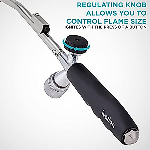 Ivation Charcoal Starter, Propane Charcoal Lighter, Quickly & Easily Ignite BBQ Grill, Smoker, Fireplace & Burn Weed, Torch Fire Starter with Button Ignition, Adjustable Flame, Tank Not Included