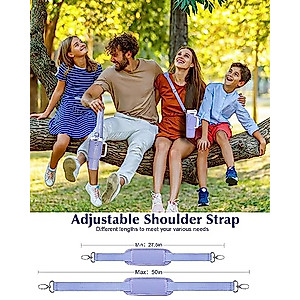 OriJoy Water Bottle Carrier Bag Holder for Stanley 40/30 Oz Tumbler Cup Accessories, Neoprene Pouch Sleeve with Adjustable Crossbody Strap, Purple