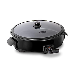 Dash Family Size Electric Skillet with 14 inch Nonstick Surface + Recipe Book for Pizza, Burgers, Cookies, Fajitas, Breakfast & More, 20 Cup Capacity, 1400-Watt - Black
