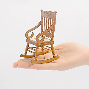2 Pcs Miniature Rocking Chairs Handmade Mini Wooden Model Chair for Mini House Accessories Furniture Decoration
