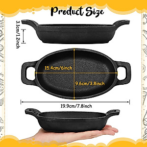 Uiifan 6 Pieces Mini Cast Iron Skillet 6 x 3.8'' Small Oval Skillets Cast Iron Cookware Set 8 oz Single Serve Dish Pans Mini Casserole Dish for Baking Roasting Cooking Grilling Cast Iron Ramekins
