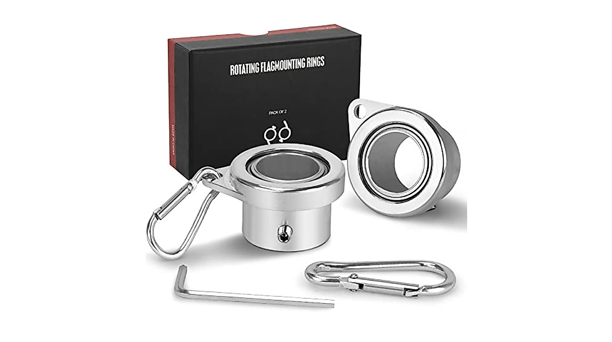 FLAG WIN Aluminum Flagpole Rings - Tangle Free & Durable