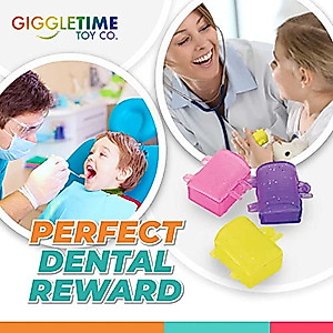 Giggle Time Glitter Tooth Keeper Chest Assortment (144) Pieces - Baby Tooth Box - Tooth Holder for Tooth Fairy, Tooth Keepsake Box - .75 inch Box