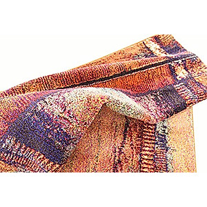 Unique Loom Estrella Collection Rustic, Distressed, Modern, Abstract Area Rug, 5 ft x 8 ft, Orange/Black