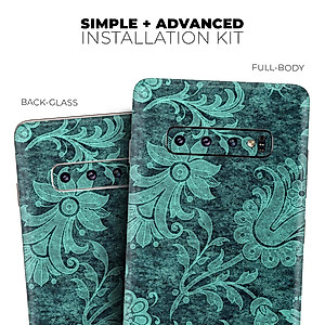 DesignSkinz Green and Teal Floral Velvet v3 Protective Vinyl Decal Wrap Skin Cover Compatible with The Samsung Galaxy S20 (Screen Trim & Back Glass Skin)