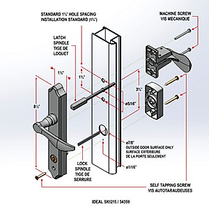 Ideal Security Door Lever with Deadbolt Lock for Out-Swinging Doors, Matte Black