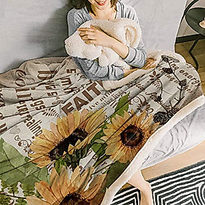 LBDOMOV Warm Hugs Positive Healing Throw Blanket, Sherpa Microfiber Comfort Caring Gift Throw - Sunflower Get Well Soon Gift for Women Men Patient Older Parent 39" x 49"