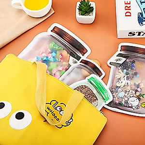 50 Pieces Mason Jar Bottles Bags Mason Jar Zipper Lock Bags Reusable Food Storage Bags Snacks Sandwich Zipper Sealed Bags Fresh Bags Airtight Seal Storage Bags Nuts Candy Cookies Bags