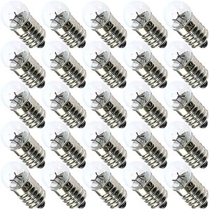 MEETOOT 25pcs E10 Mini Light Bulbs 1.5V 0.3A Physical Electrical Experiment Screw Base Indicator Light Incandescent Bulb Old-Fashioned Flashlight Lamp