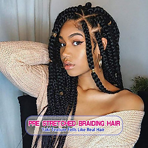 8 Pack Braiding Hair Pre Stretched - 26" 100G/Pack Premium Pre Stretched Braiding Hair Extensions, Professional Itch Free Hot Water Setting Perm Yaki Texture Prestretched Braiding Hair(1B)