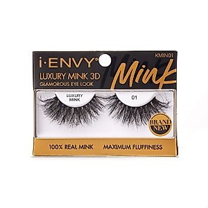 i-ENVY Luxury Mink Collection False Eyelashes 100% Real Mink Glamorous Eye Look Lashes Maximum Fluffiness 3D Multi-Curl Angle (1 Pack)