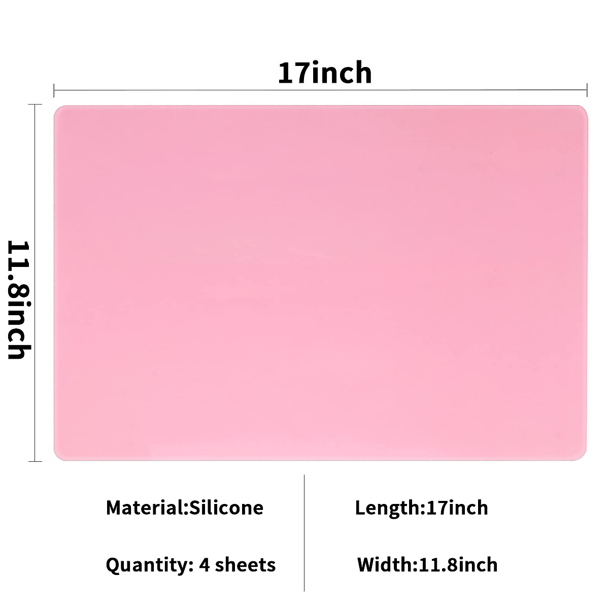 Ganwawo 4Pcs Refrigerator Liners,Washable Silicone Refrigerator Mat,Placemats for Dining Table,Suitable for Drawer/Cabinet Shelf Mat/Dinner Mat, Can Cut Refrigerator mat (Pink)