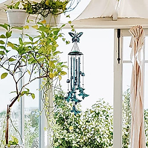 Yiiwinwy Butterfly Wind Chimes for Outside Large Aluminum Tubes Outdoor Decorations for Patio, Garden, Porch, Memorial Bells Gift