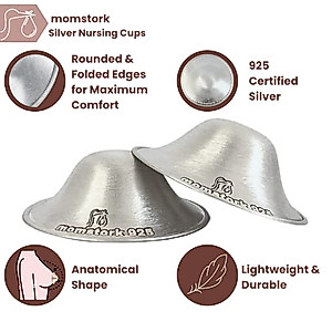 The Original Silver Nursing Cups - Nipple Shields for Nursing Newborn for Sore Cracked Breastfeeding Nipples - 925 Healing Cups Soothe,Relief,Protect and Care with Suede Storage Case (Regular)