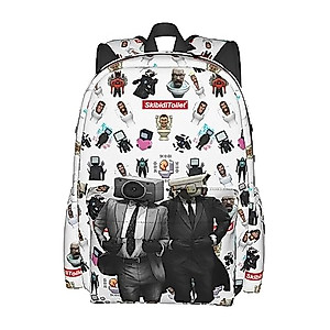 Moare Skibidi Toilet Backpack Casual Daypack Waterproof Travel 17in Backpacks Cute Cartoon Bag for University